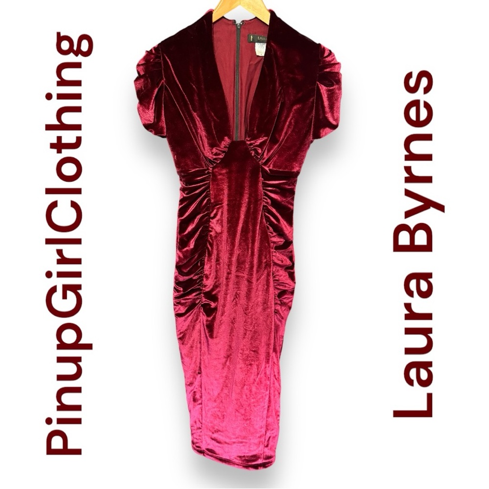 Laura Byrnes Zelda Wine Velvet Dress Womens Small Pug… - Gem